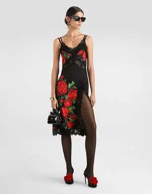 Dolce & Gabbana Rose-print Charmeuse Dress� Collection
