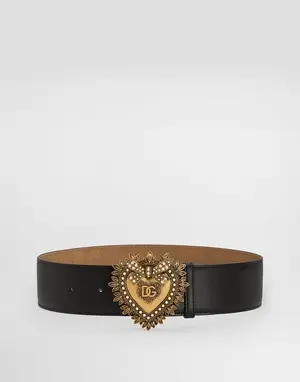 Dolce & Gabbana Devotion Belt In Lux Leather Belts Leather - Black