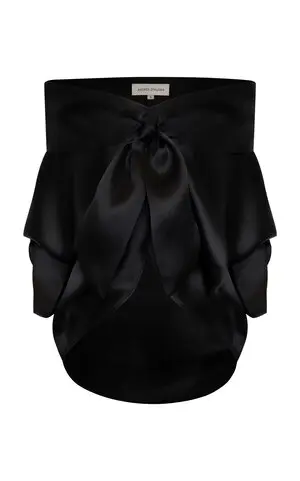 ANDRES OTALORA Lomas" Tie-detailed Silk-organza Off-the-shoulder Blouse - Black