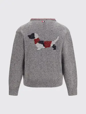 Thom Browne Slim Fit Wool And Mohair Cardigan With Fauna Print - Grey