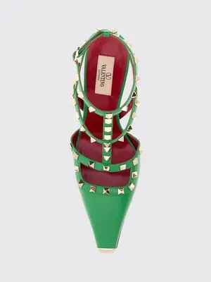 Valentino Garavani Rockstud Leather T-strap Slingback High Heel Pumps - Green