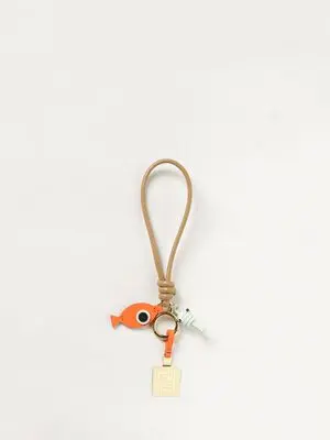 Fendi Fish Leather And Metal Keyring With Charm And Ff Monogram - Multicolor