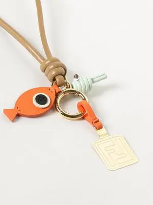 Fendi Fish Leather And Metal Keyring With Charm And Ff Monogram