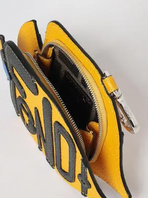 Fendi Fish Grained Leather Keyring With Zip Pocket And Carabiner