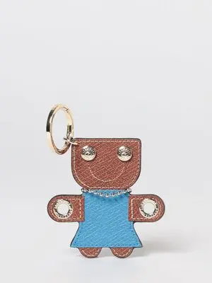 Longchamp Pure Grained Leather Keyring With Engraved Logo - Gnawed Blue