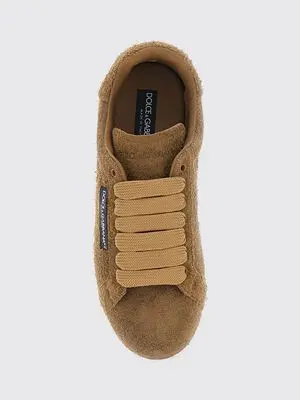 Dolce & Gabbana Suede Calfskin Portofino Soft Low Top Sneakers - Beige