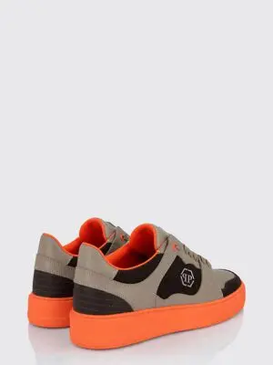 Philipp Plein Low-top Bicolor Calfskin And Suede Sneakers - Beige