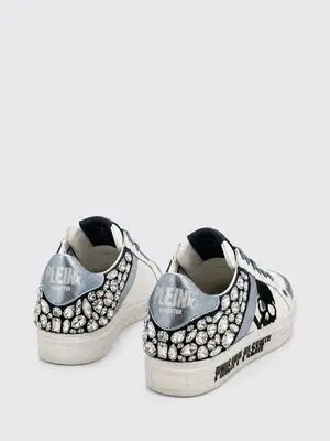 Philipp Plein Skull Print Leather Low-top Sneakers With Crystals