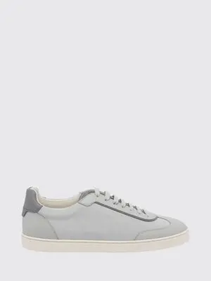 Brunello Cucinelli Low Top Smooth And Suede Calfskin Trainers - Grey