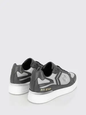 Philipp Plein Pit-stop Monogram Leather Low-top Sneakers - Grey
