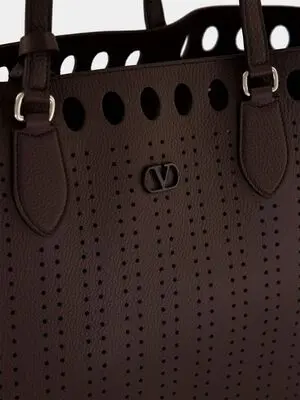 Valentino Garavani Dottie Perforated Tote Bag With Vlogo Signature - Brown