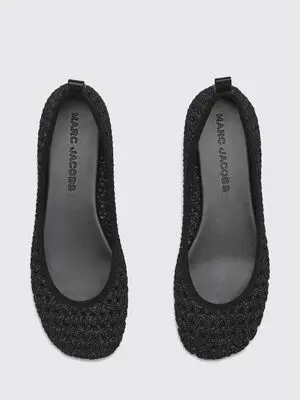 Marc Jacobs Crochet Polyester Ballet Flats With Perforated Round Toe - Silver