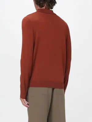 Paul Smith Long-sleeved Slim Fit Merino Wool Knit Polo Shirt - Rust