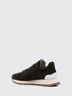 Brunello Cucinelli Suede Calfskin Low-top Sneakers With Monili Detail - Grey
