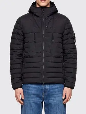Stone Island Quilted Nylon Puffer Jacket With Hood And Down Padding - Black
