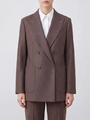 Max Mara Cropped Double-breasted Blazer In Pure Cashmere With Peak Lapels - Brown