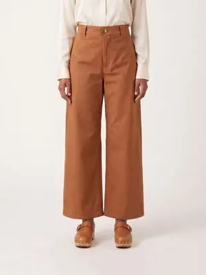 Chloé High-waisted Wide-leg Cotton Trousers