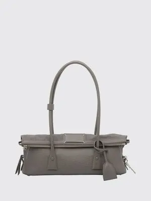 MAISON MARGIELA 5ac Calfskin Shoulder Bag With Contrast Stitching - Grey