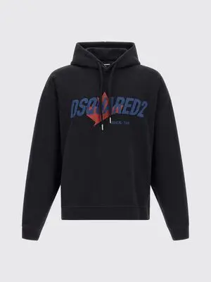 Dsquared2 Cotton Hoodie With Printed Logo And Dropped Shoulders