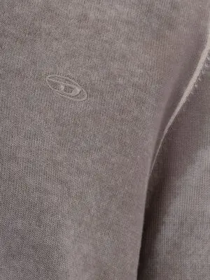 DIESEL® Long-sleeved V-neck Knit Polo Shirt In Cotton With Oval D Logo - Beige