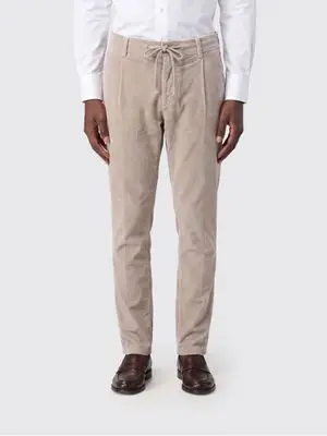 Eleventy Slim Fit Corduroy Trousers With Drawstring Waist And Pleats - Sand
