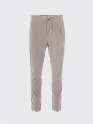 Eleventy Slim Fit Corduroy Trousers With Drawstring Waist And Pleats - Sand