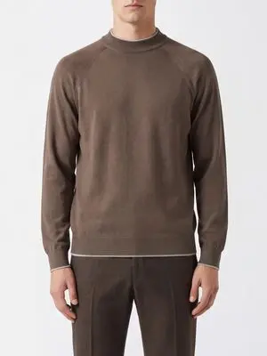 Eleventy Long-sleeved Crewneck Sweater In Pure Wool - Dark