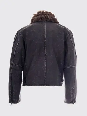 DIESEL® Faux Leather Biker Jacket With Removable Fur Collar