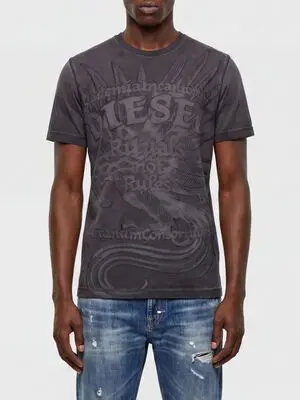 DIESEL® Slim Fit Graffiti Logo Print T-shirt In Cotton - Violet