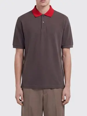 Marni Short-sleeve Cotton Polo Shirt With Ribbed Collar And Two Buttons