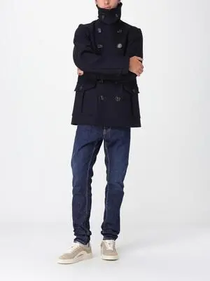Dsquared2 Double-breasted Short Coat In Wool Blend - Blue