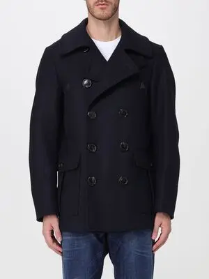 Dsquared2 Double-breasted Short Coat In Wool Blend - Navy