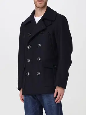 Dsquared2 Double-breasted Short Coat In Wool Blend - Navy