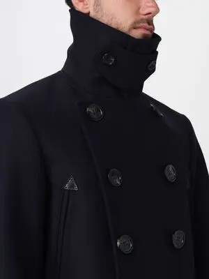 Dsquared2 Double-breasted Short Coat In Wool Blend - Navy
