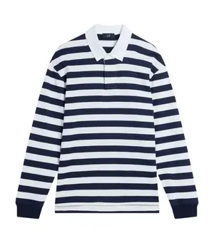 Dunhill Cotton-cashmere Stripe Polo Shirt - Navy