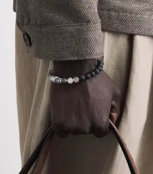 Tateossian Sterling Silver, Agate And Lava Bracelet