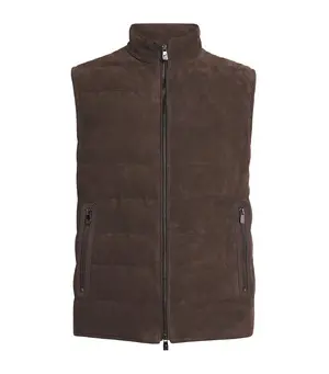 Corneliani Reversible Suede Padded Gilet - Brown