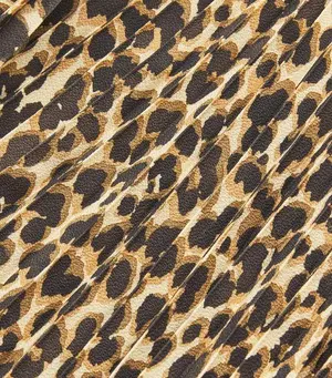 Etro Satin Leopard Print Pleated Maxi Skirt - Beige