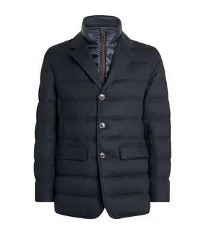 Herno Silk-cashmere Quilted Hybrid Jacket - Navy