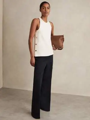 REISS Button Side Sleeveless Top