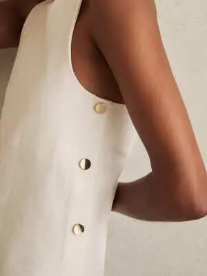 REISS Button Side Sleeveless Top