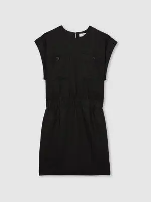 REISS Linen Short Sleeve Mini Dress