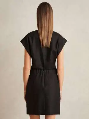 REISS Linen Short Sleeve Mini Dress