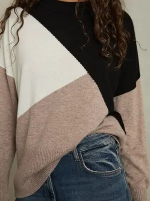 REISS Faye Colourblock Wool And Cashmere Blend Jumper