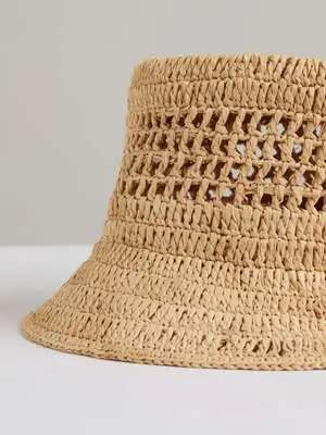 REISS Ramona Bucket Hat Straw Plain