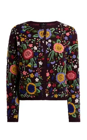 Etro Embroidered Wool Cardigan - Brown