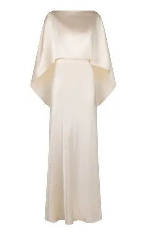 HEIRLOME Anna Silk Cape Maxi Dress - Ivory