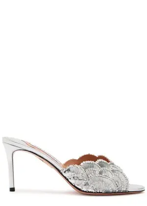 AQUAZZURA Ce Soir 75 Metallic Leather Mules