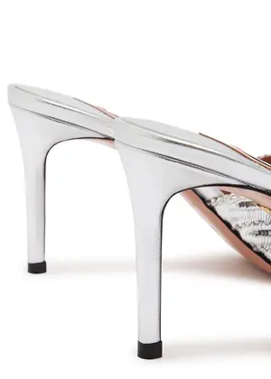 AQUAZZURA Ce Soir 75 Metallic Leather Mules