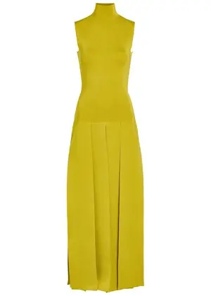 Alaïa Pleated Stretch Fine-knit Maxi Dress